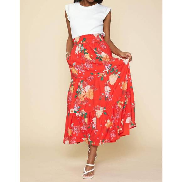 Skies Are Blue | Skirts | New Skies Are Blue Blossom Tiered Skirt In ...